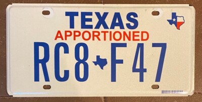 Texas 2010 APPORTIONED License Plate # RC8-F47 | eBay