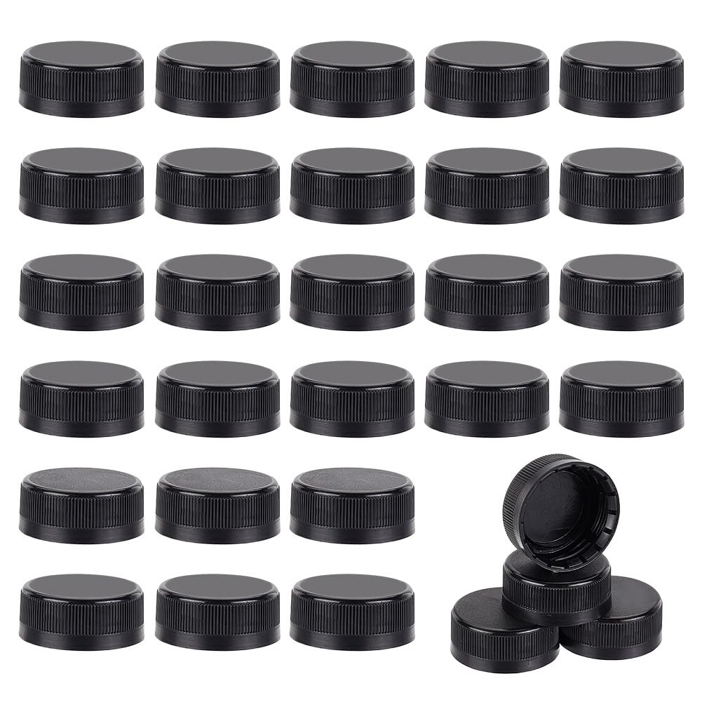 100Pcs Black Plastic Bottle Caps 1.5 Inch Inner Diameter Tamper Seal ...