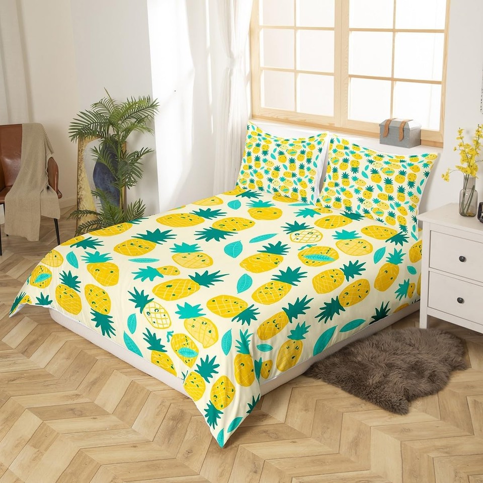 Cartoon Pineapple Duvet Cover Set Cute Pineapple Bedding Set Boys Girls Delic... | eBay