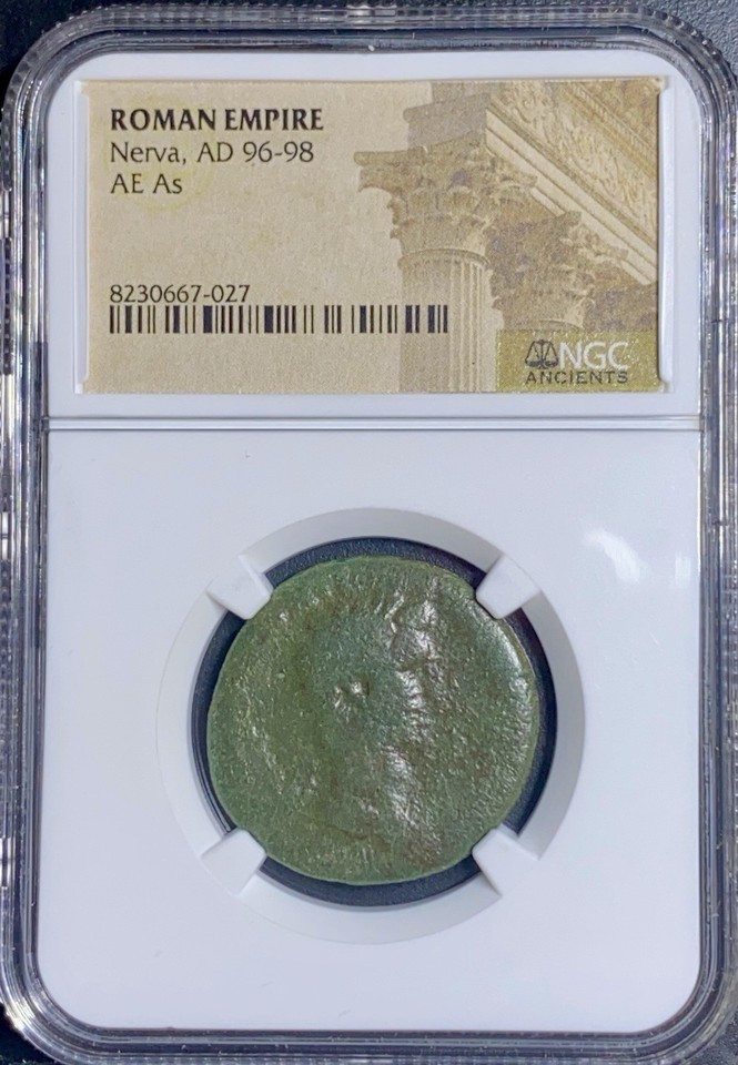 Emperor Nerva Ancient Roman Coin 96-98AD NGC Genuine Certified AE As ...