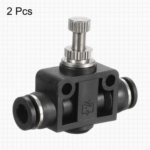 2pcs PSA-1/4 In-Line Speed Push to Connect Air Flow Control Valve Black ...