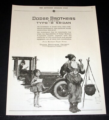 1924 OLD MAGAZINE PRINT AD, DODGE BROTHERS TYPE-B SEDAN, PRINCE SANTA ...