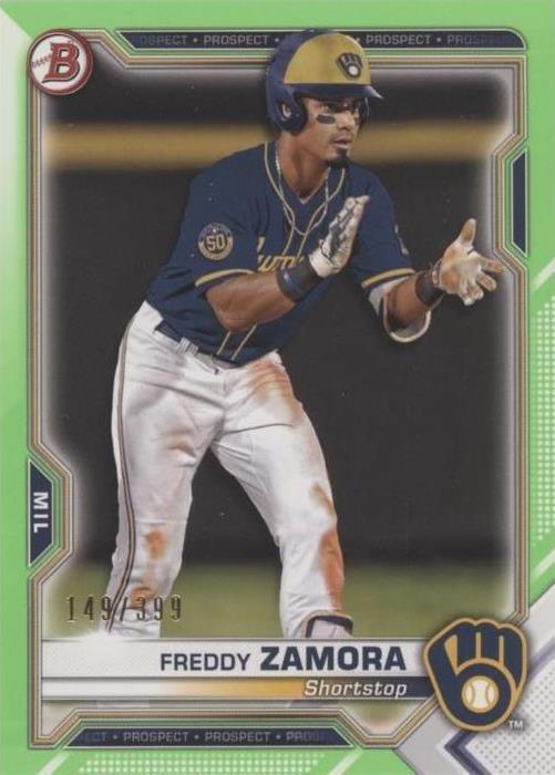 2021 Bowman - Prospects Freddy Zamora #BP-2 Neon Green Border /399 (RC ...