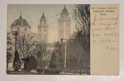 Vintage Post Card ~ Roman Catholic Cathedral, Seattle, Washington Red ...