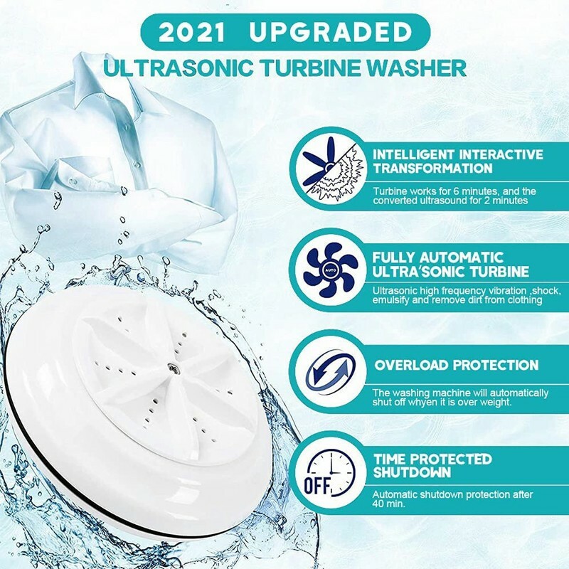 USB Mini Washing Machine Portable Ultrasonic Turbine Laundry Washer ...