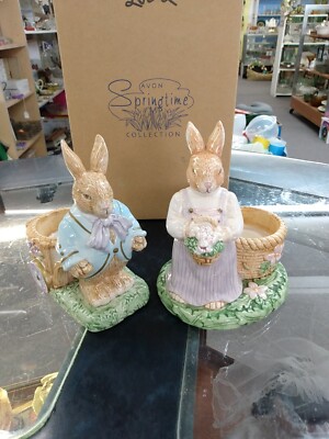 Avon Springtime Collection 2002 Bunny Rabbit Tea Light Candle Holders ...