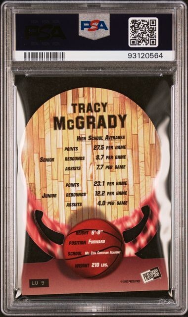 1997 Press Pass Tracy McGrady Double Threat Light it Up ROOKIE RC PSA 6 ...