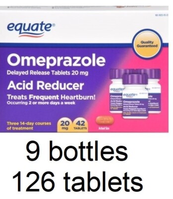 9X Equate Omeprazole OTC acid reflux GERD reducer delayed release 126 ...