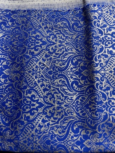 2.5 YARDS BLUE COTTON MATERIAL WITH SILVER PASLEY PRINT FOR QUILTING | eBay
