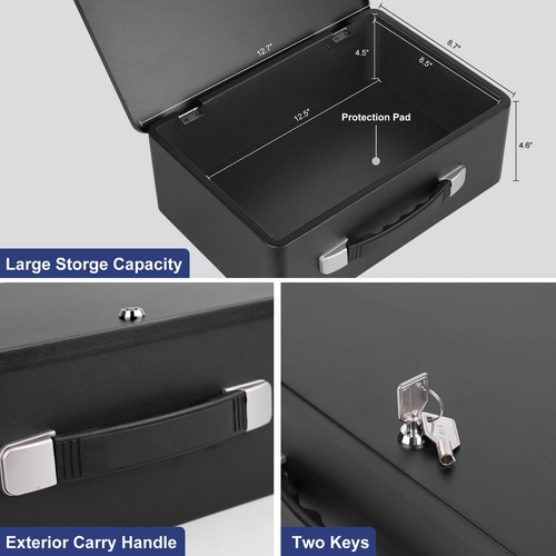 Fire Resistant Document Box with Key Lock Fireproof Safe Storge ...
