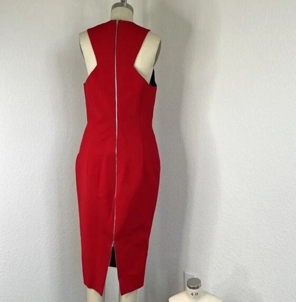 VIctoria Beckham Red Bodycon Midi Zipper Dress | eBay