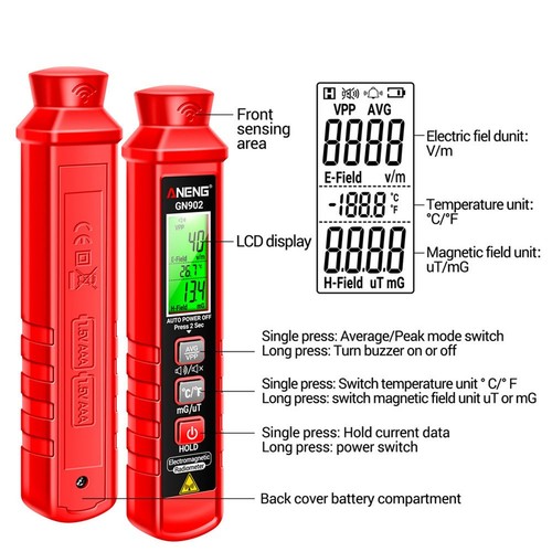Home Office Outdoor Electromagnetic Radiation Detector Radiation Meter ...