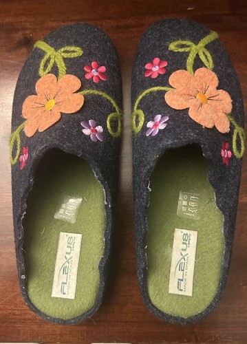 Flexus by Spring Step Clogs Womens Size 9 EU 40 Blue Wool Felt Floral ...