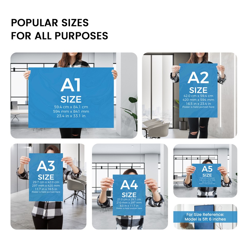 Custom Poster Printing All Sizes *YOUR IMAGE/FILE* - A5 A4 A3 A2 A1 ...
