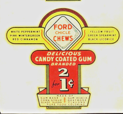 Ford Gumball Machine Chicle Chews 2 for 1 Water Slide Decal New Old ...