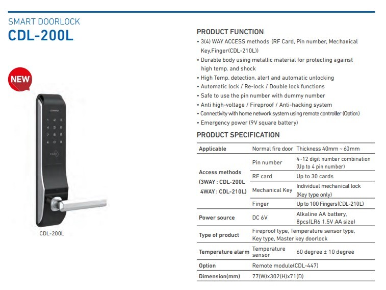 Commax CDL-200L 3 Way Access Smart Door Lock Made in Korea, UL ...