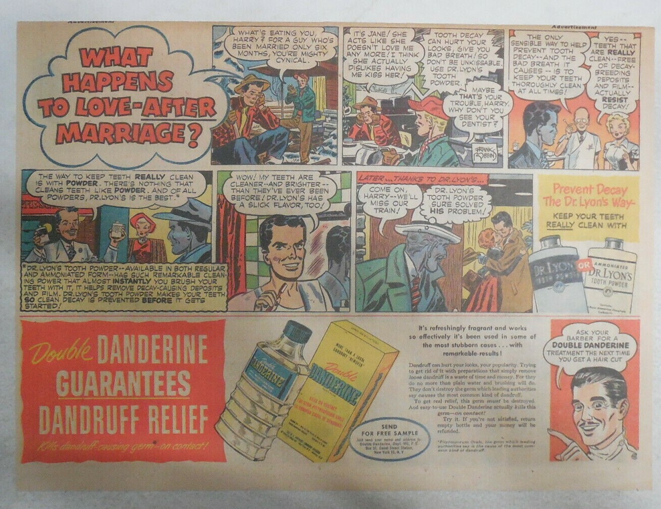 Dr. Lyon's Tooth Powder Ad: Marriage Love Frank Robbins Art from 1930's ...
