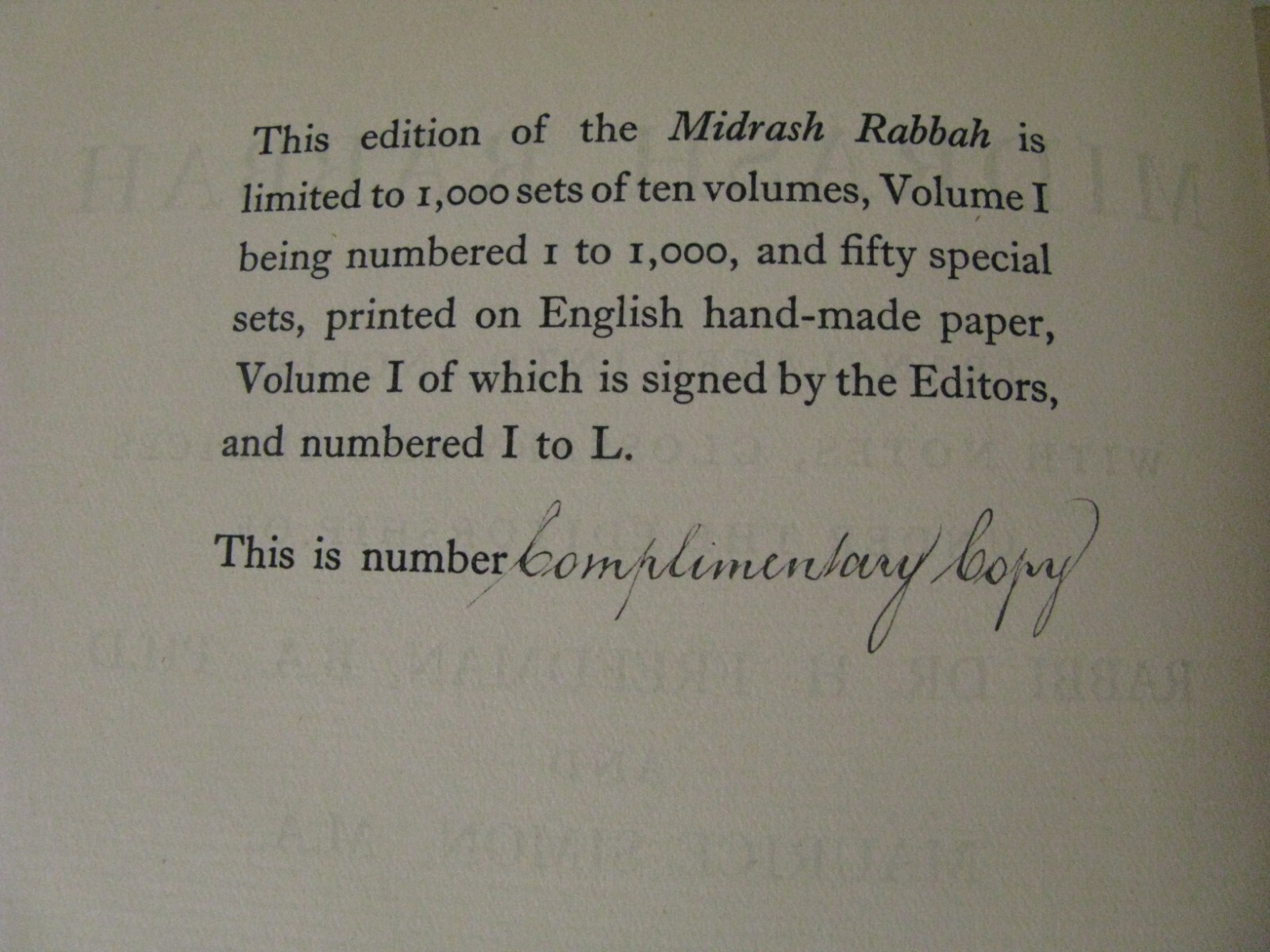 10 Volume Midrash Rabbah In English Translation Full Set With Notes ...