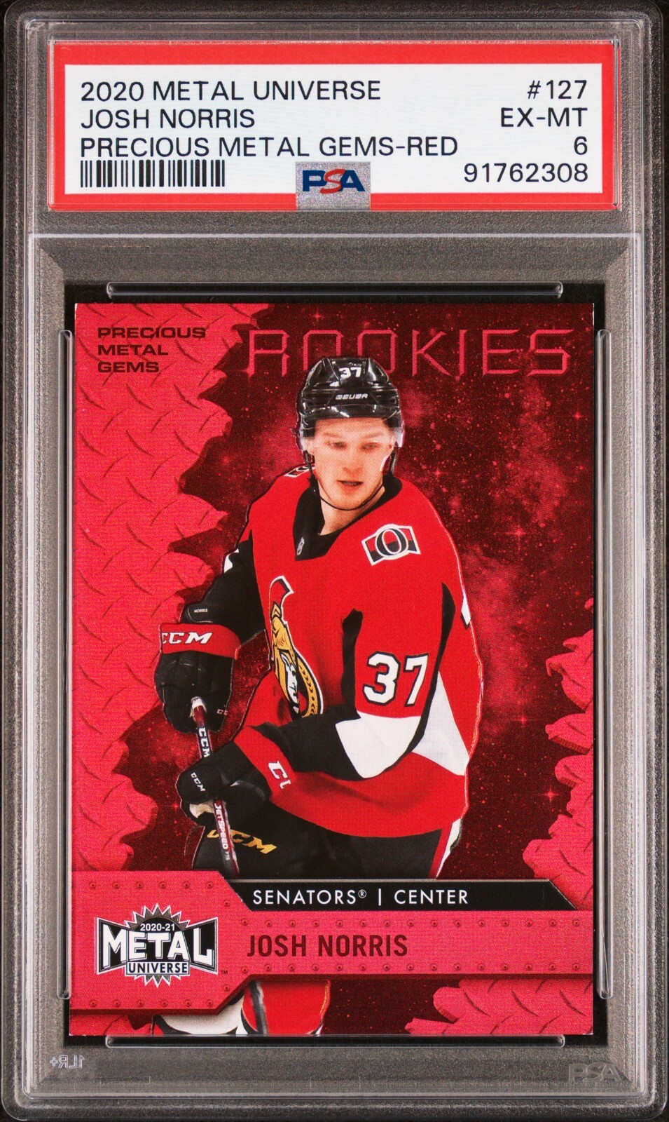 2020-21 Josh Norris M Universe Precious Metal Gems PMG Red Rookie RC ...