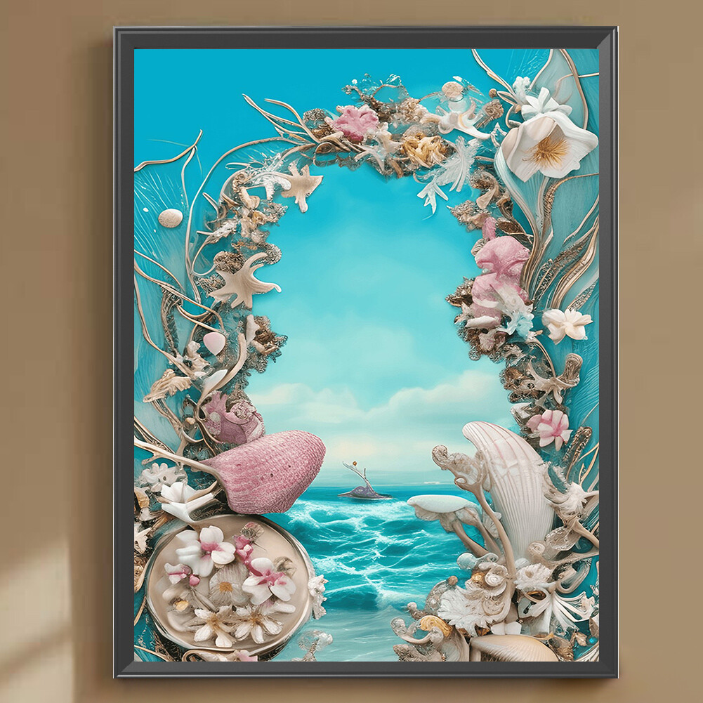 5D DIY Full Round Drill Diamond Painting Beach Shell Kit Home Decor Art ...