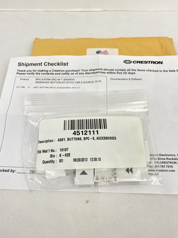 Crestron Engraved Button Kit - Caps BPC-8 OnCue Basic Presentation ...