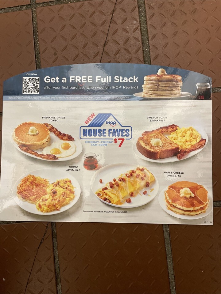 IHOP & Indiana Jones/Xbox Menu Table top Card NEW The Great Circle ...