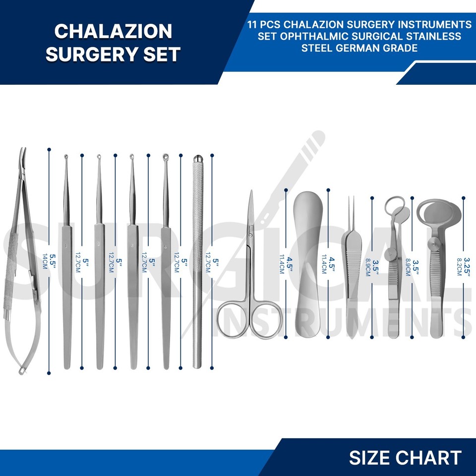 11 Pcs Chalazion Surgery Instruments Set Ophthalmic Surgical Stainless ...
