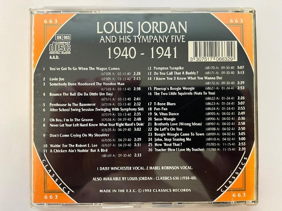 The Chronological Louis Jordan & His Tympany Five 1940-1941 - Louis ...