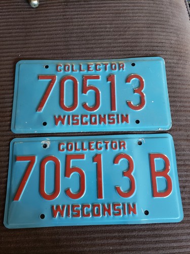 VINTAGE WISCONSIN LICENSE PLATE COLLECTOR BLUE/RED 70513 70513B | eBay