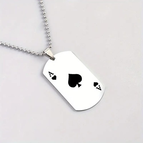 NEW 22" Stainless Steel Ace of Spades Necklace Playing Card | eBay
