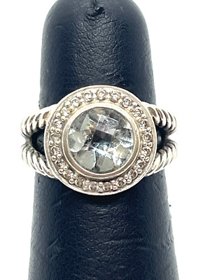 David Yurman 'Petite Cerise' Blue Topaz Diamond Sterling Silver Ring S ...