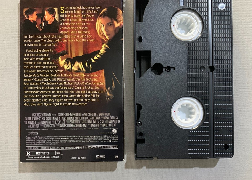 Murder by Numbers (VHS, 2002) - Sandra Bullock, Ben Chaplin, & Ryan ...