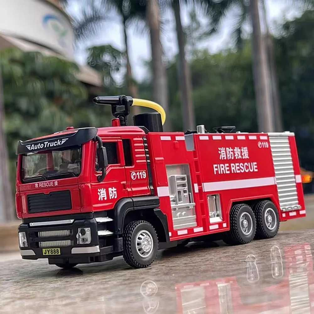 1/50 Ladder Fire Engine Car Model Toy Wheel Pull Back Sprinkler Fire ...