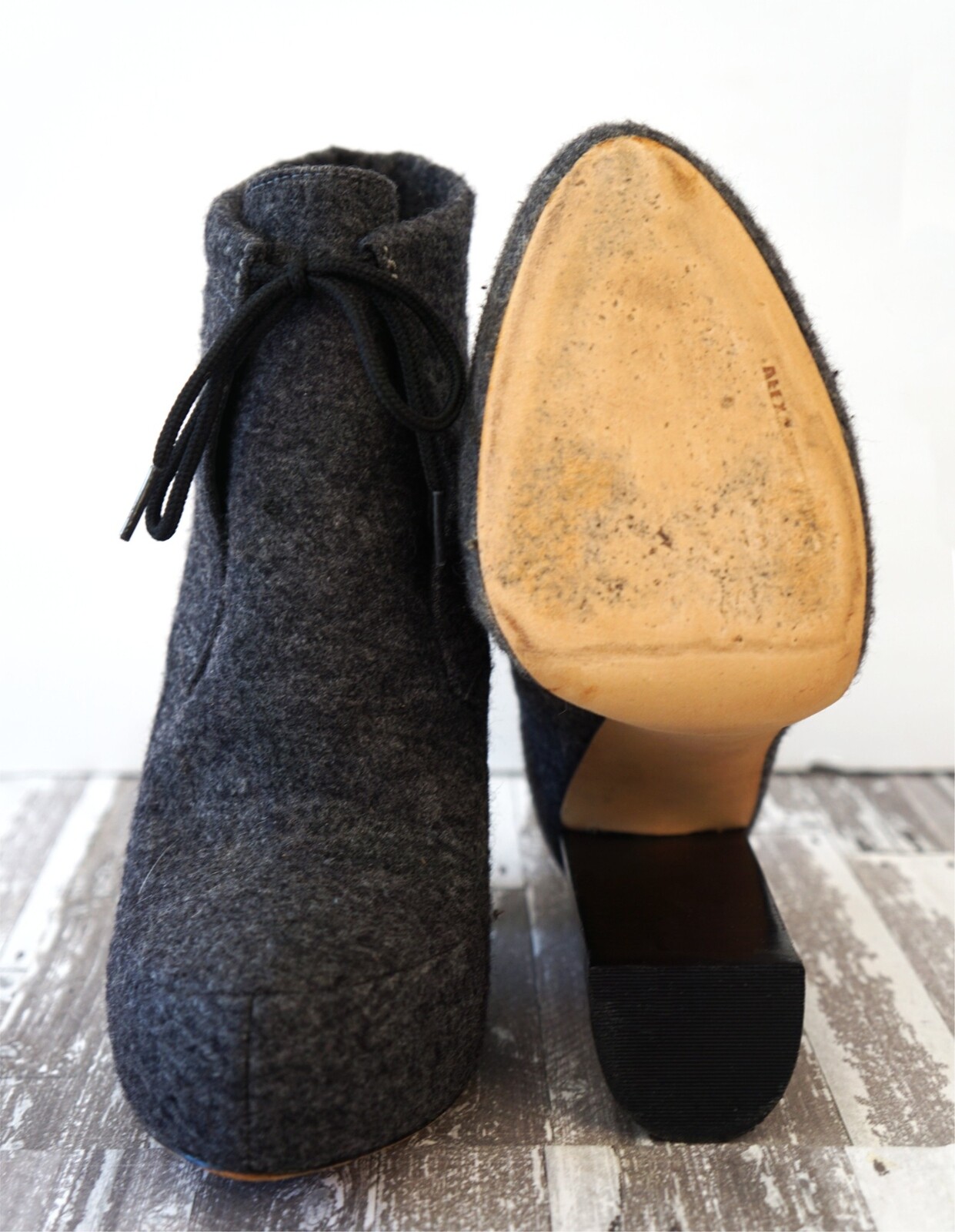 ALEXANDER WANG 37 Constance Gray Wool Platform Ankle Boots Booties 6.5 ...