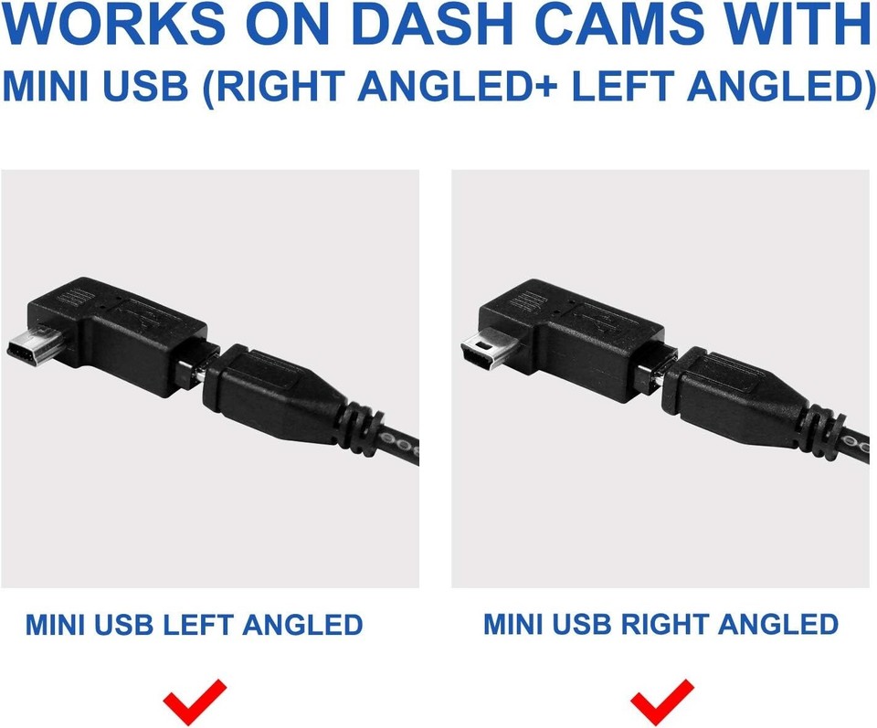 Universal Dash Cam Hardwire Kit Micro/Mini USB Type C 12-24V to 5V for ...