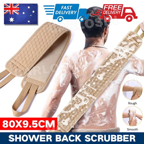 Exfoliating Bath Scrubber Shower Back Strap Loofah Spa Body Skin Brush ...
