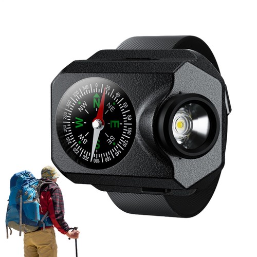 LED Rechargeable Wrist Band Flashlight Compass Outdoor Hiking Wrist ...
