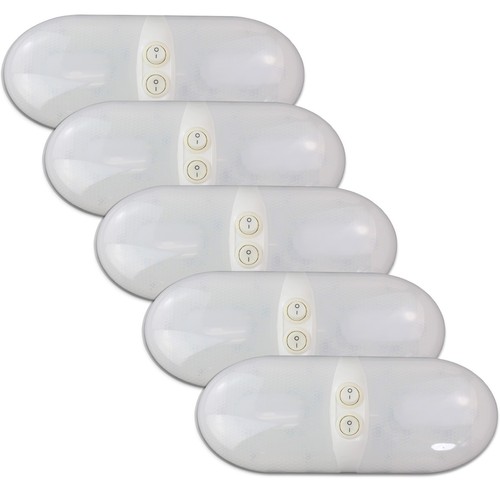 5 Leisure RV LED 12v SLIM FROSTED DOUBLE DOME LIGHT FOR CAMPER TRAILER ...