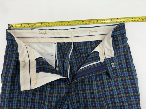 VTG PRINGLE of Scotland Checked GREEN Plaid GOLF Trousers Pants Wool Sz ...