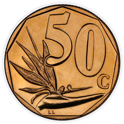 50 Cents South African Rand Coin - 3 Pack Circle Stickers 3 Inch ...