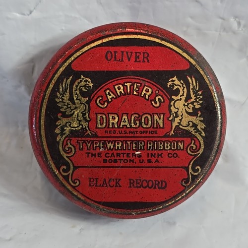 Vintage Carters Dragon Oliver Typewriter Ribbon Tin Storage Art Deco ...