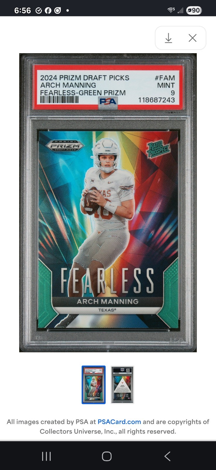 2024 Panini Prizm Draft Picks - Fearless Arch Manning #F-AM Green Prizm ...