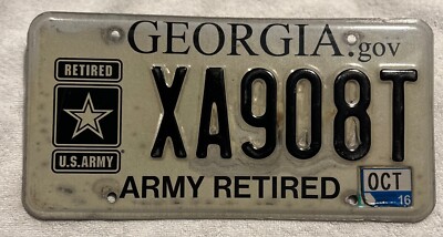 LICENSE PLATE S GEORGIA ARMY XA908T | eBay