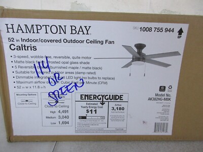 Hampton Bay Caltris 52 in. Integrated LED Indoor/Outdoor Matte Black ...