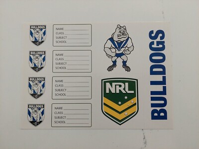 Canterbury Bulldogs NRL Schoolbook Label sticker sheet | eBay Australia