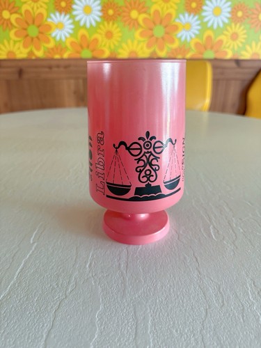 Vintage Mid Century Indiana Tiara Zodiac Footed Goblet 1970s Pink Libra ...