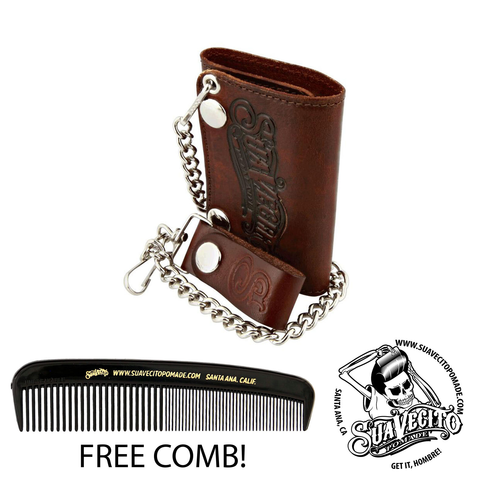 Men's Suavecito Tri-Fold Chain Wallet - Antique Brown - Leather ...