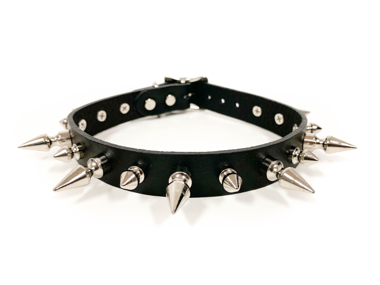 Spike Leather Choker Necklace Collar Punk Rock Gothic Rockabilly Thrash ...