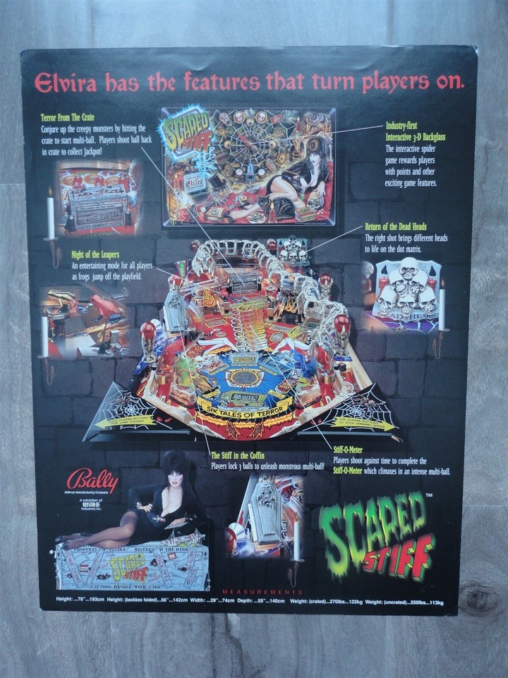 Elvira Scared Stiff Pinball Machine Flyer / Original Brochure | eBay