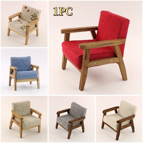1x 1/12 Dolls Simulation Furniture Dollhouse Miniature Wood Chair Model ...